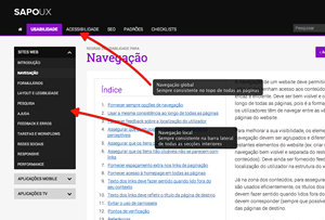 Regras de usabilidade para navegação em websites - SAPO UX